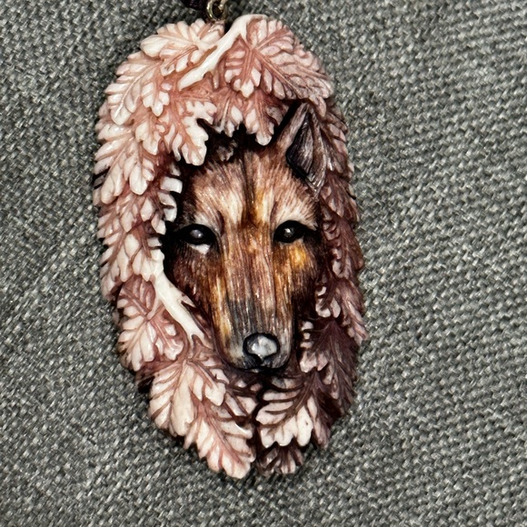 Accessories | Janis Holler Genuine Bone Carving Wolf Necklace Pendant ...